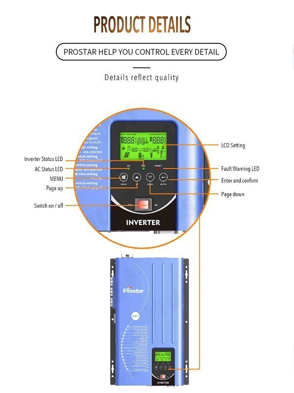 1500W/1.5KW 12VDC Split Phase Power Inverter Dc to Ac Off Grid Home ...