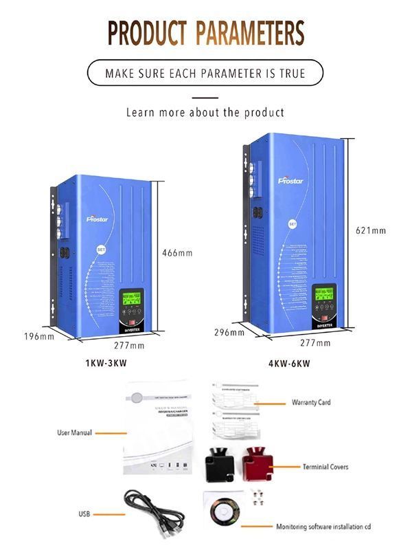 1500W/1.5KW 12VDC Split Phase Power Inverter Dc to Ac Off Grid Home ...