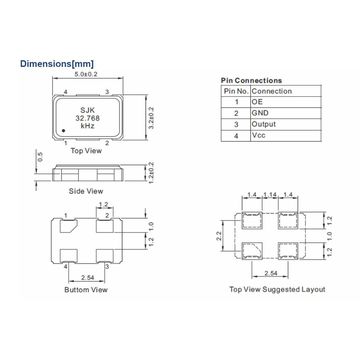 China SJK SMD 5032 32.768kHz RTC Oscillators 2.5V 2.8V 3.3V 25ppm CMOS Output Clock Crystal ...