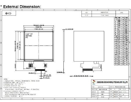 4 Inch Square TFT LCD display with 480*480 Pixel/MIPI/DSI interface for ...