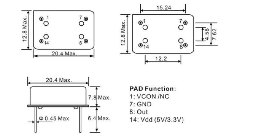 China 16MHz 14-pin Full-size Thru-Hole TCXO/VC-TCXO Oscillators 1ppm CMOS output Crystal ...