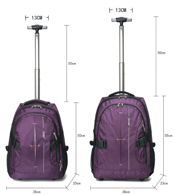 China Waterproof business travel laptop trolley backpack with wheels on ...