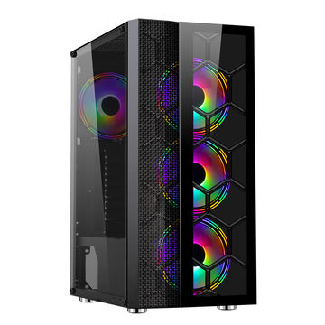 China Gaming computer case ATX pc case with glass and mesh front panel ...
