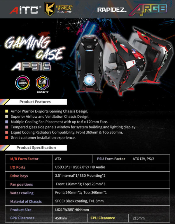 ATX full tower chassis gaming pc case with cool design, ESports chassis ...