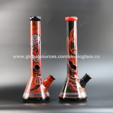 China Bong 16 inches 7mm good unique design with downstem and bowl on ...