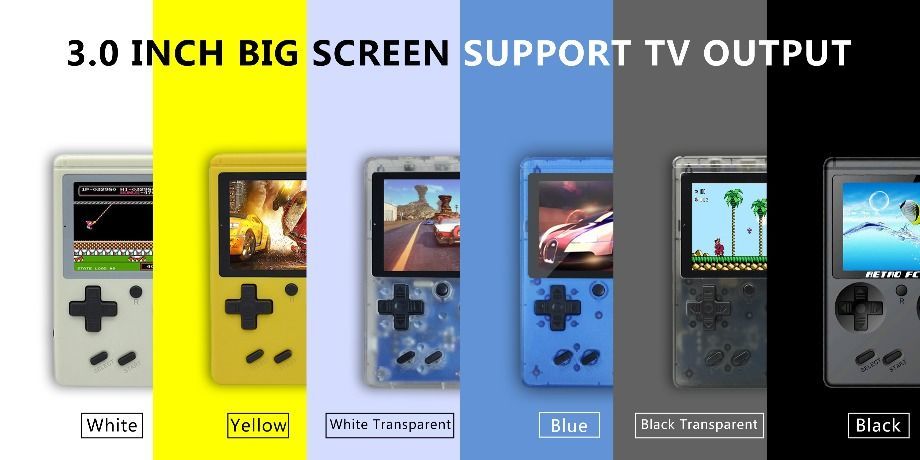 Retro FC 3 Inch TFT Screen Handheld Game Player Support TV Output 360 ...