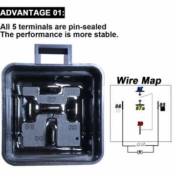 China 12V DC 5-Pin SPDT 80/60AMP Waterproof Relay with Harness - Heavy ...