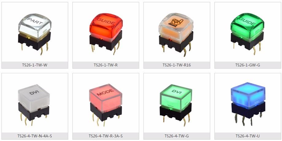 Honyone Bi-color Tactile Switches, Momentary 50mA/12V DC, Square/12mm ...