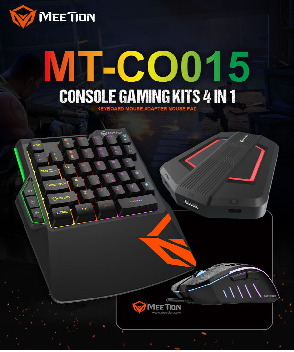 Meetion CO015 (4 IN 1) keyboard+mouse+adapter+Mouse Pad Console Gaming ...