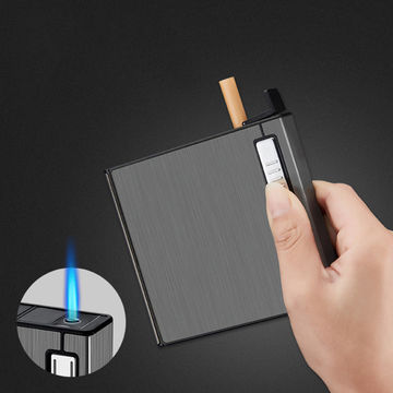 China Cigarette case butane lighter jet blue flame torch practical ...