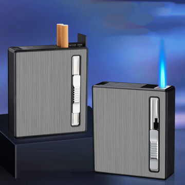 China Cigarette case butane lighter jet blue flame torch practical ...