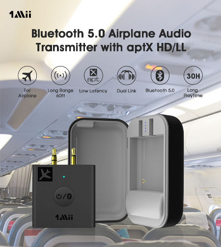 1Mii B05 Wireless Adapter Bluetooth 5.0 Audiocast Airplane Transmitter ...