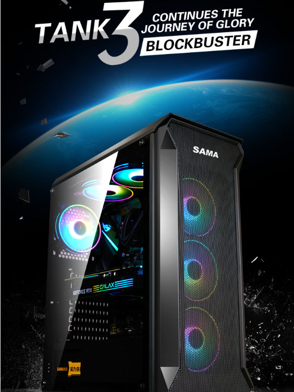 China SAMA Tank3 full mid tower gaming pc case with strong structure ...