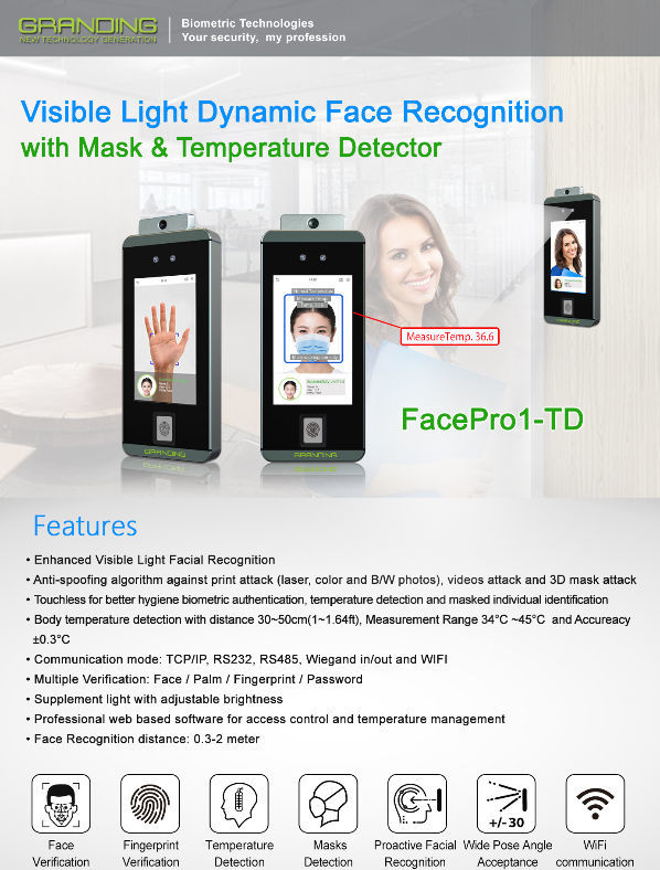 China Visible light face recognition access control system, with body ...