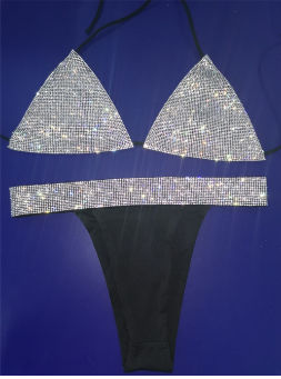 China Swimsuit Solid Metal Chain Bathers Thong women's bikini sets Sexy ...