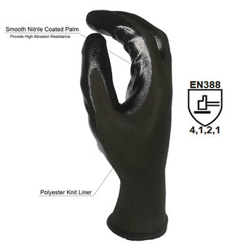 China EN388: 4121 High 13 Gauge Polyester Knit Smooth Nitrile Palm ...