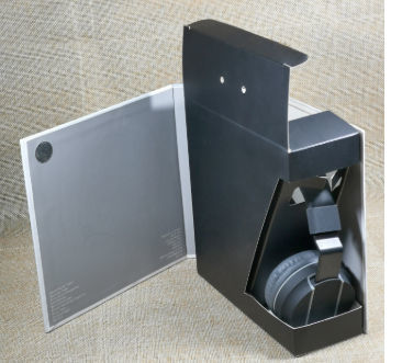 Customized cardboard headphone packaging boxes with black blister ...