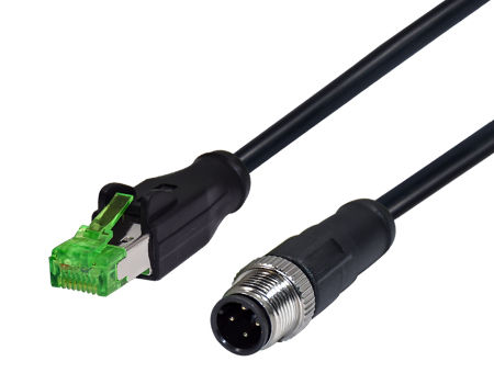 China M12 D coding 4pin waterproof connector to rj45 Ethernet wire and ...