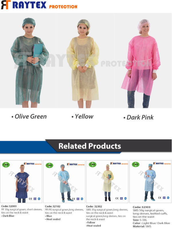 Elastic/Knitted Cuffs Disposable PE/PP Nonwoven Isolation Gown ...