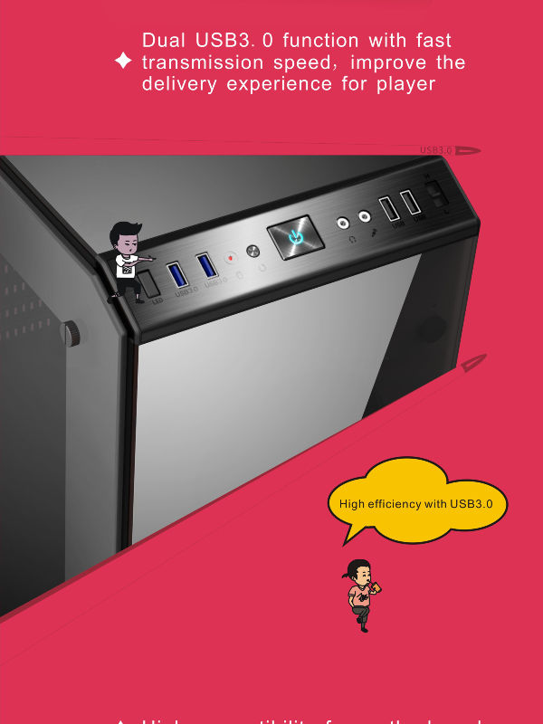 China SAMA 3903 high-end gaming computer case pc cabinet with tempered ...