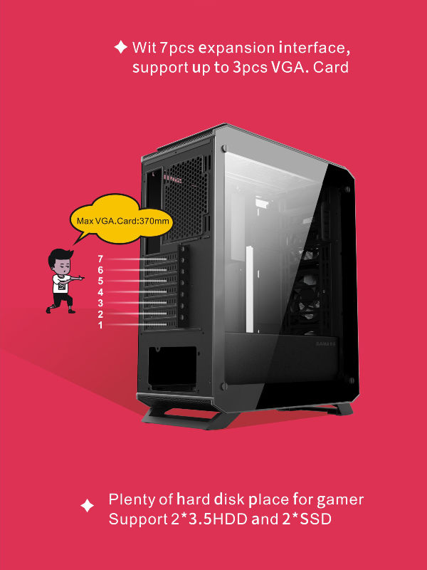 China SAMA 3903 high-end gaming computer case pc cabinet with tempered ...