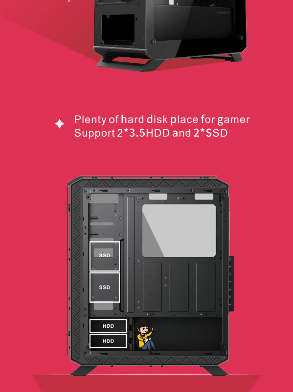 China SAMA 3903 high-end gaming computer case pc cabinet with tempered ...