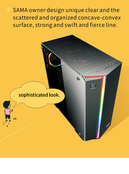 China SAMA 3906 cool professional gaming computer case ATX pc cabinet ...