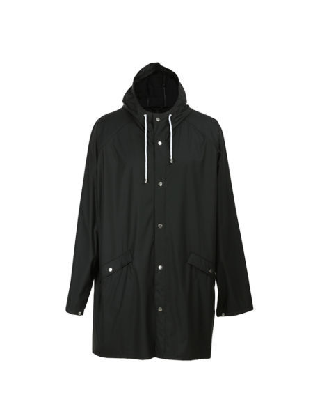 China Adults Black PU Knitting Custom Raincoat With Hood Impermeable ...