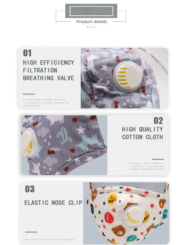 Custom Children Reusable Fashion Cotton Face Maskes With Valve ...