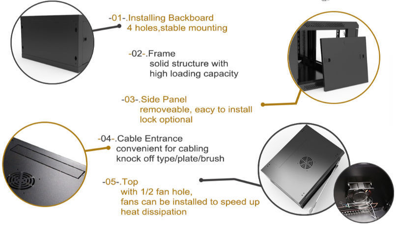12U 600mm black wall cabinet network data rack for patch panel ,PDU ...