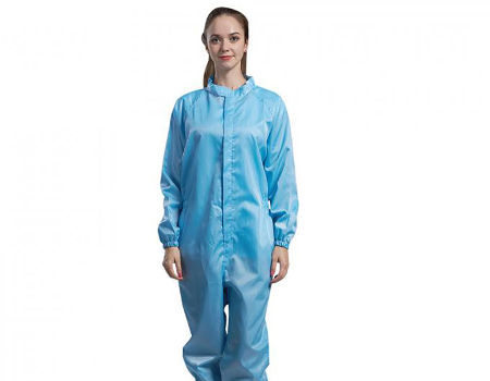 China ESD cleanroom jumpsuit anti-static clothing 0.5mm gridding fabric ...