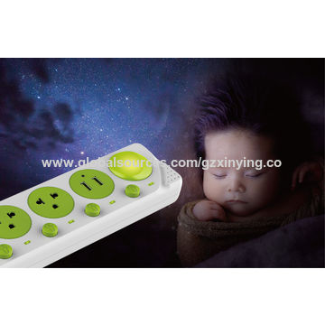 China 5 ways Universal Power Socket with LED Night Light on Global ...
