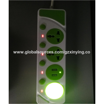 China 5 ways Universal Power Socket with LED Night Light on Global ...