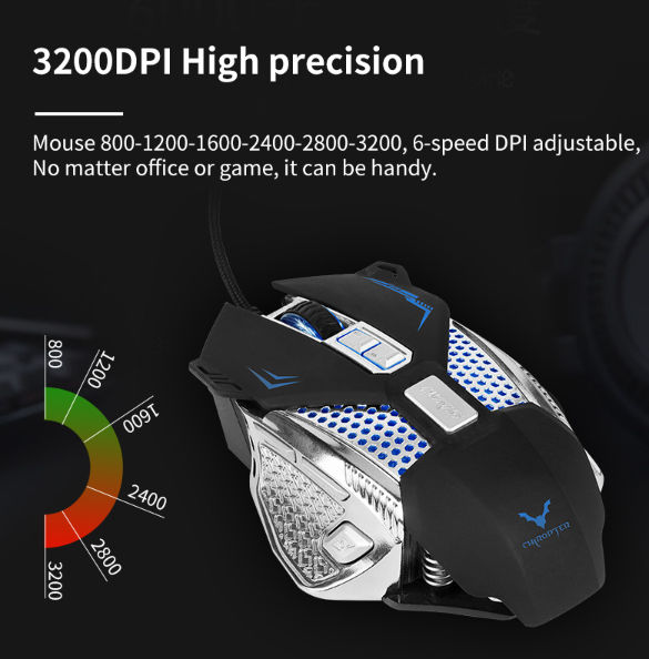 China 2.4G Gaming Mouse Optical Mouse Metal Mouse with 8 Keys LED Light ...