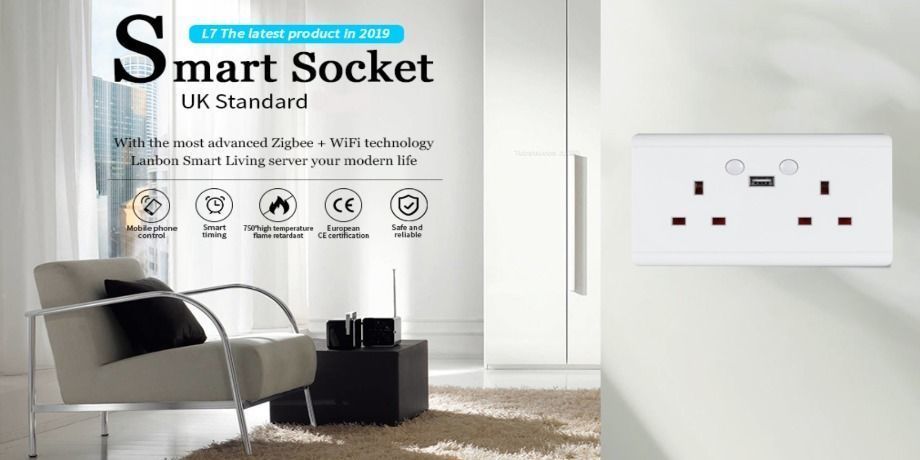 China Smart switch socket UK standard double gang smart plug socket ...