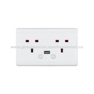 China Smart switch socket UK standard double gang smart plug socket ...