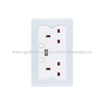 China Smart switch socket UK standard double gang smart plug socket ...