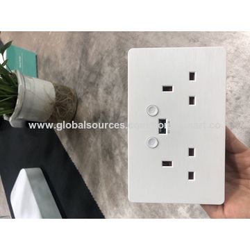 China Smart switch socket UK standard double gang smart plug socket ...