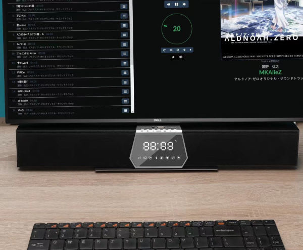 China 2021 Newly Desktop Wooden Sound bar With Mirror LED Display ...