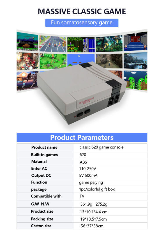 China Retro classical TV family video game console with 620 video game ...