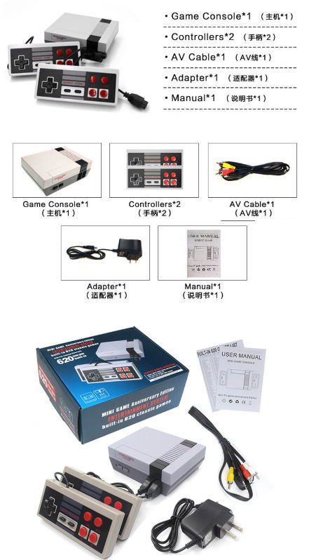 China Retro classical TV family video game console with 620 video game ...
