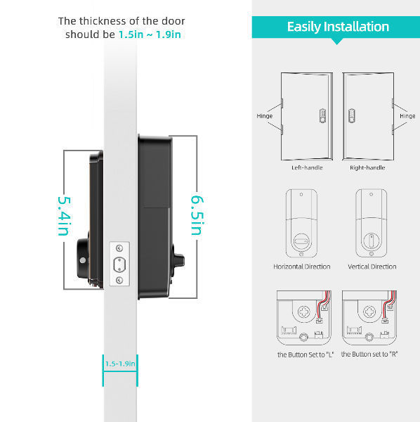WiFi Gateway TTLock App Access Control digital Keypad door lock, Smart ...