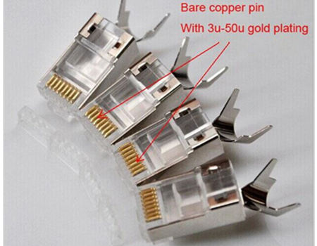 Netlink RJ45 8P8C Cat6A Cat7 FTP Male Connector with cable clip, RJ45 ...