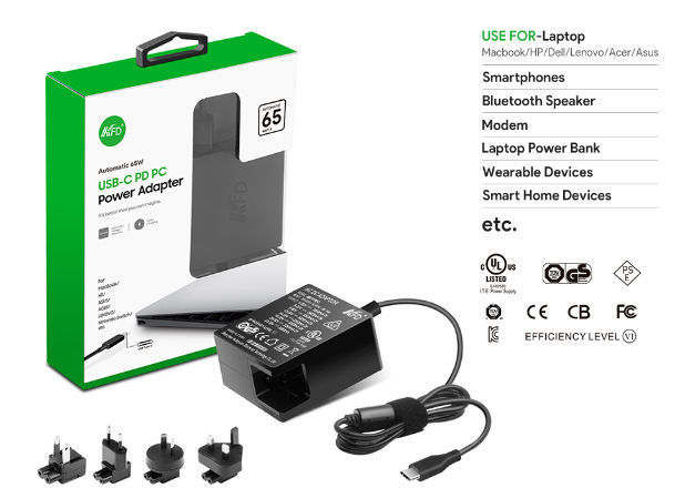45W USB Type-C PD Power Adapter with US UK AU EU plugs, 20V USB C PD ...