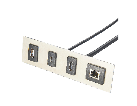 Snap-In Panel Mount Cable USB C Socket to USB A Plug Latching style ...