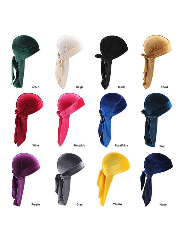 Wholesale Designer Headbands and Bonnets Velvet Durags for Men Stretch ...