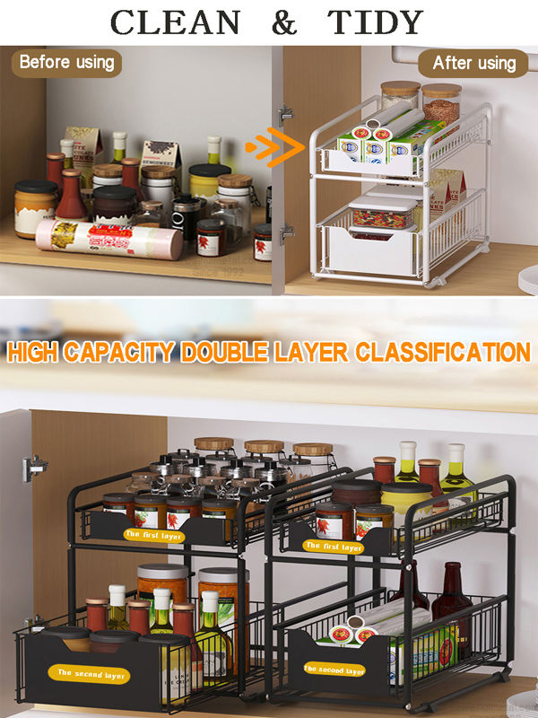 TIDY SHELF KITCHEN RACK and ORGANISER UNIT, UNDER SINK sTORAGE ...