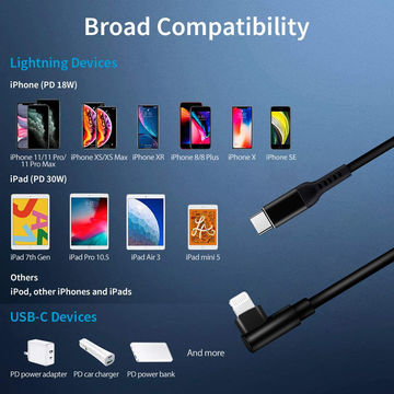 China USB-C to Lightning Cable Right Angle 90 Degree Power Delivery ...