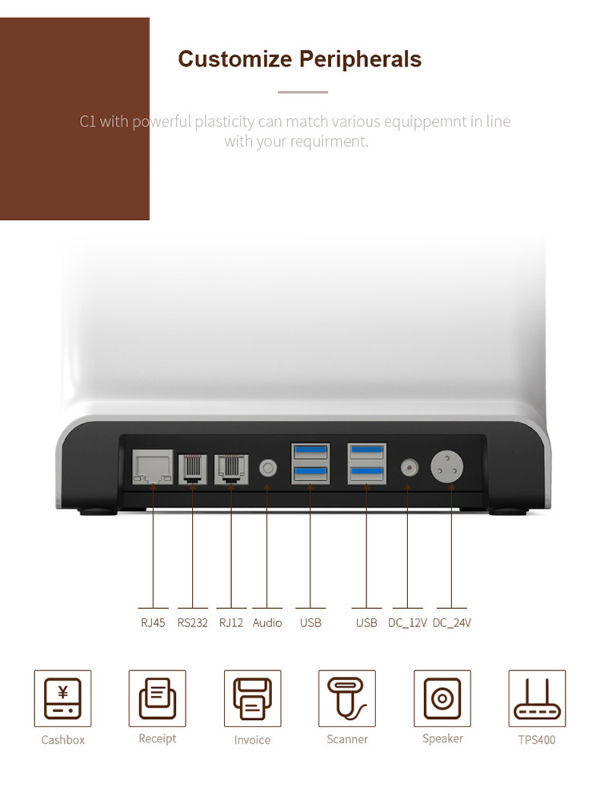 Telpo C1 thermal printer touch screen pos system cashier machine for ...