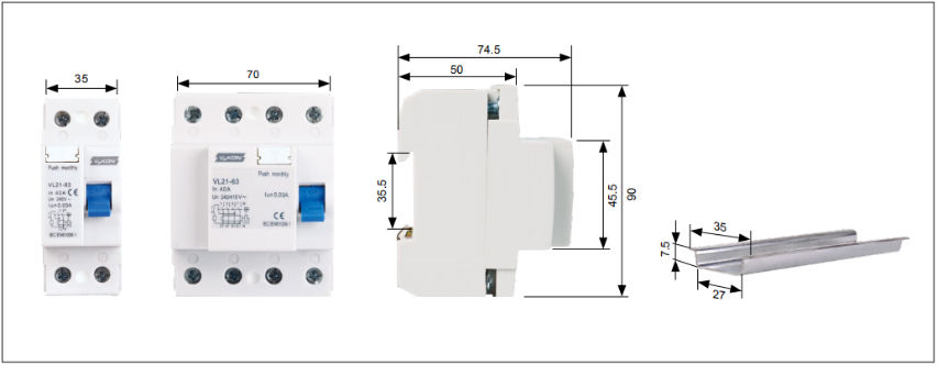 China High Performance RCD 30mA 100mA 300mA 6KA 4 Pole 50A RCCB on ...